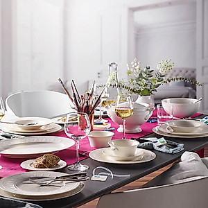 Cellini Oval Serving Platter by Villeroy & Boch - Premium Porcelain - Made in Germany - Dishwasher and Microwave Safe - Elegand Engraved Detail - White 15.75 Inches