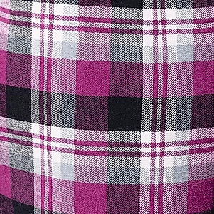 Fruit of the Loom Women's Waffle V-Neck Top and Flannel Pant Sleep Set, Black/Berry Plaid, X-Large