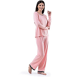 Fruit of the Loom Women's Long Sleeve Tee and Pant 2 Piece Sleep Set, Soft Pink, 3X