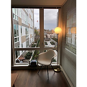 Brightech Luna LED Floor lamp, Modern Lamp for Living Rooms & Offices Bundled Luna Drop LED Floor Lamp, Frosted Glass Globe Arcing Living Room Lamp, Mid-Century Modern Standing Lamp