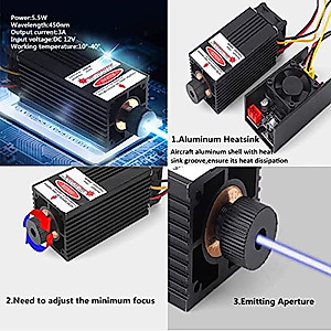 MYSWEETY 445nm 5.5W / 5500w Module Kit, Engraving Module Kit for CNC Router Machine DIY Engraver 1610-Pro/1810-Pro/3018/3018-Pro/3018 Pro-M/3018 Max