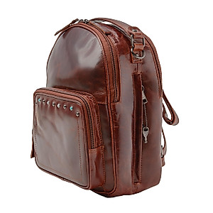 Lady Conceal Concealed Carry Sawyer Leather Backpack (Cognac)