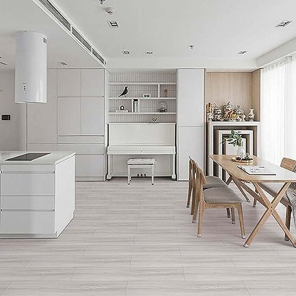 NUFLR Peel and Stick Floor Tile Waterproof, Floor Tile Easy to Paste, Vinyl Flooring Plank Tile for RV, Bedroom Living Room Kitchen and More（6Inx35Inx10pcs）