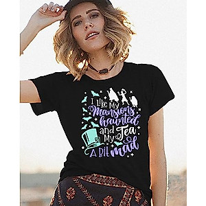 Beware of Hitch Hiking Ghost Shirt Women Funny Halloween Shirt Haunted Mansion Tshirt Hocus Pocus Fall Short Sleeve Top