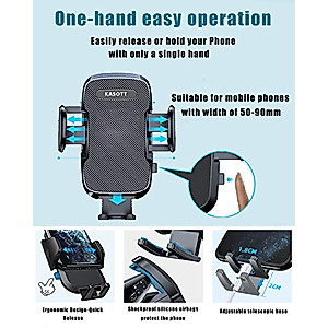 KASOTT Cell Phone Holder Mount for Car - Dashboard Windshield Air Vent Desk Universal 4 in1 Strong Suction Cup Long Arm, Compatible with iPhone, Samsung, Android and All 4-7" Smartphones