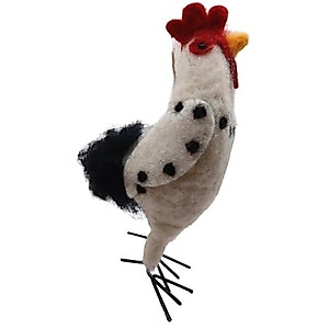 OnHoliday Felt Tall White and Black Chicken Hanging Christmas Tree Ornament