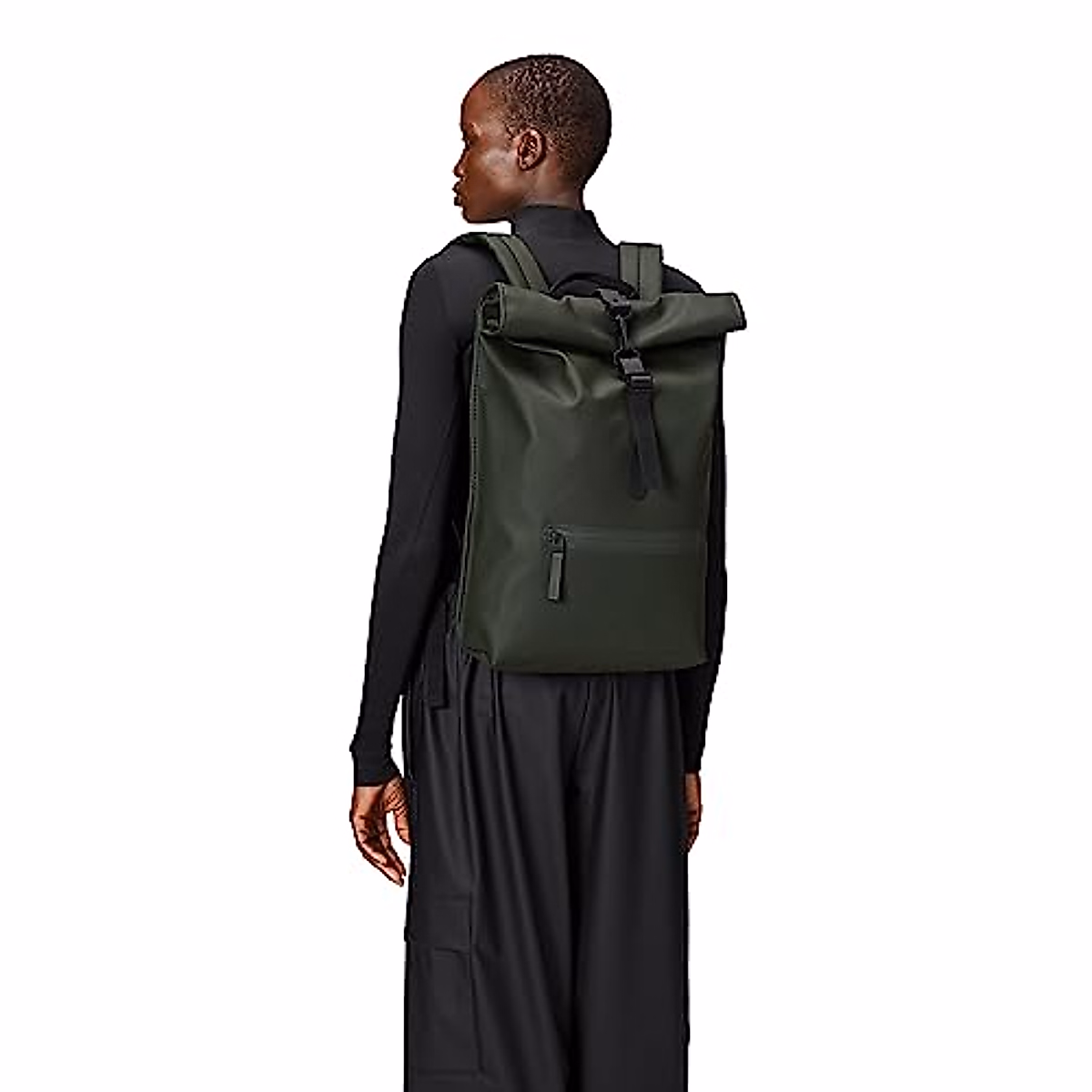 RAINS Rolltop Rucksack -Backpack - Waterproof Backpack for Women and Men - Rucksack for Travel and Work (Green)