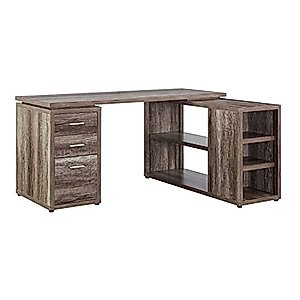 Naomi Home Ariel Executive L-Shaped Desk with Drawers - Large Modern Corner Computer Desk with Storage Drawers, Shelves, File Cabinet for Home Office - L Shape Desk Ideal for Work from Home - Natural