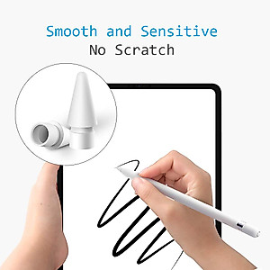 Tips Replacement for Apple Pencil 1st Gen & 2nd Generation, Pen Nibs for iPad Pro (4PCS Tips + 6 Covers)