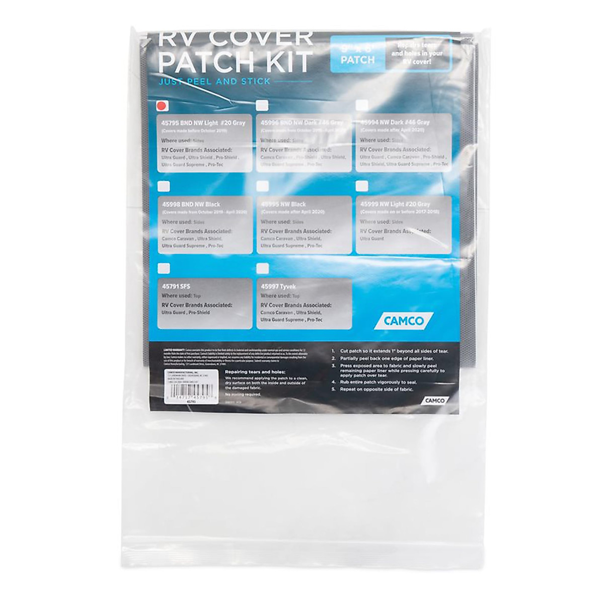 Camco 45795 ULTRAGuard Cover Patch Kit , Gray
