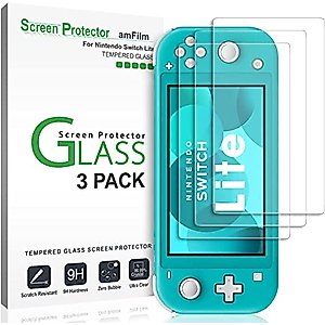 amFilm Tempered Screen Protector for Nintendo Switch Lite 2019, Glass, 3 Pack