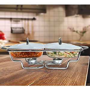 Galashield Chafing Dish Buffet Set Warming Tray with Lids Stainless Steel with 2 Oven Safe Glass Dishes Buffet Servers (1.5-Quart Each Tray)