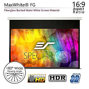 Elite Screens Spectrum2, 120-inch 16:9, 12-inch Drop, Electric Motorized Drop Down Projection Projector Screen, SPM120H-E12