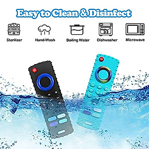 2 Pack Baby Infant Teething Toys for Babies 3-36 Months, Silicone Remote Control Teethers for Baby, 1 Year Old Toys Teething Relief Chew Toys