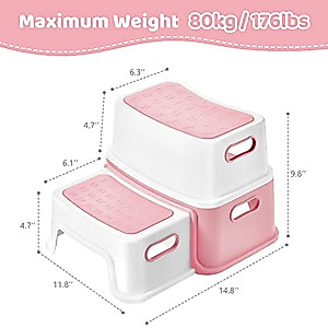 Step Stools for Kids, Toddler Step Stool for Bathroom Sink, Toilet Potty Training and Daily Stool Pink