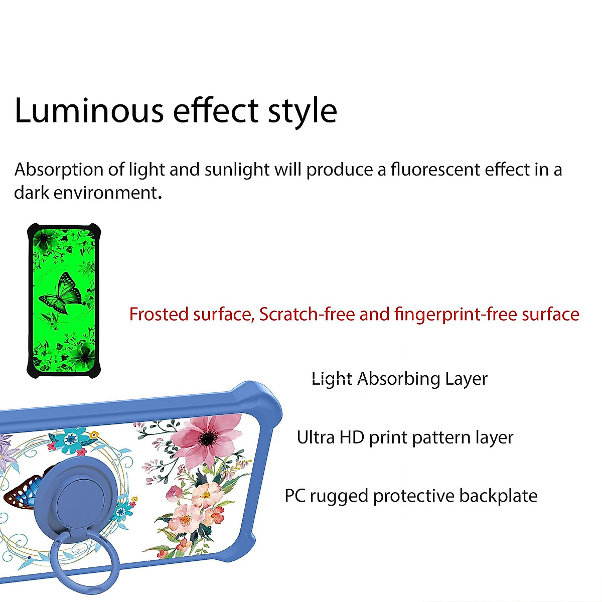 ATT AT&T Motivate 3 Case EABF22206A Compatible with Sharp Rouvo V Phone Case STTM21VAPP Cover [with Tempered Glass Screen Protector][Hard PC + Soft Silicone] [Ring Support][Luminous Effect] YGL-LHD