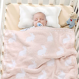 Kid Nation Baby Blankets for Girls Baby Boy Toddler Blanket Soft Baby Quilt Plush Crib Blanket Newborn Stroller Blanket Nursery Infant Light Pink Rabbit,40 x 30 in