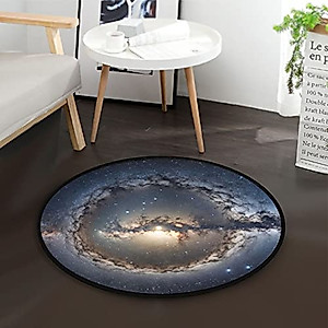 Vnurnrn Round Area Rug (Spiral Galaxy), Non Slip Indoor Throw Area Rug Washable Circle Carpet Floor Mat for Living Room, Door Entryway, Bedroom, Sofa, 3 Ft