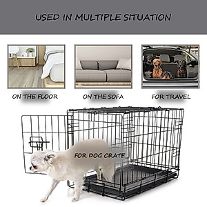 Washable Dog Bed Mat Reversible Dog Crate Pad Soft Fluffy Pet Kennel Beds Dog Sleeping Mattress for Large Jumbo Medium Small Dogs, 41 x 27 Inch, Gray