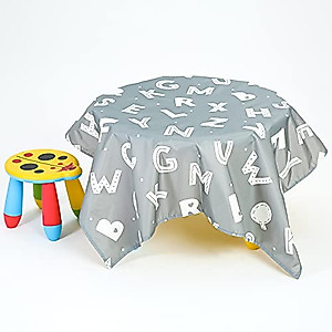 Winthome Splat Mat for Under High Chair mat, 43 x 43 Inch Alphabet Pattern Waterproof and Washable Spill Mat Anti-Slip Floor Protector for Mealtime Arts Crafts Carpet Picnic