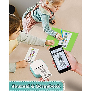 Memoking T02 Portable Small Printer with 3 Rolls Paper, Sticker Printer Machine for Study, Notes, Pictures, Photos, Journals, DIY and White Sticky Paper