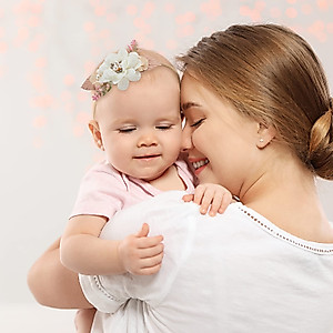 Jutom 6 Pcs Baby Girl Flower Headbands Nylon Floral Crown Elastic Hairband Elastic Baby Headbands Hair Band Handmade Bow for Newborn Photography Prop Infant Toddler Hair Accessories