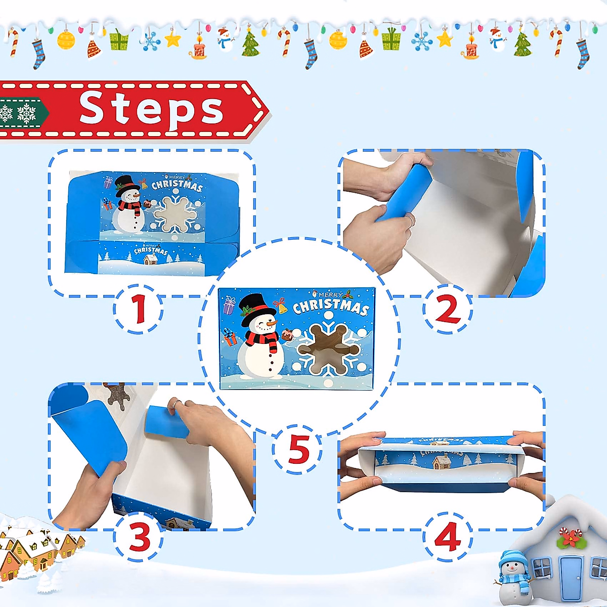 MISS FANTASY Christmas Cookie Boxes with Window 20 Pack Cookie Containers for Gift Giving Cookie Exchang Containers Boxes Holiday Cookie Containers for Treats Cookie Containers for Gift Giving