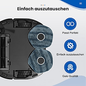 8 Pack Mop Pads Compatible with eufy X10 Pro Omni / X9 Pro Robot Vacuum Cleaner, Spin Cleaning Pads Replacement Accessories Set