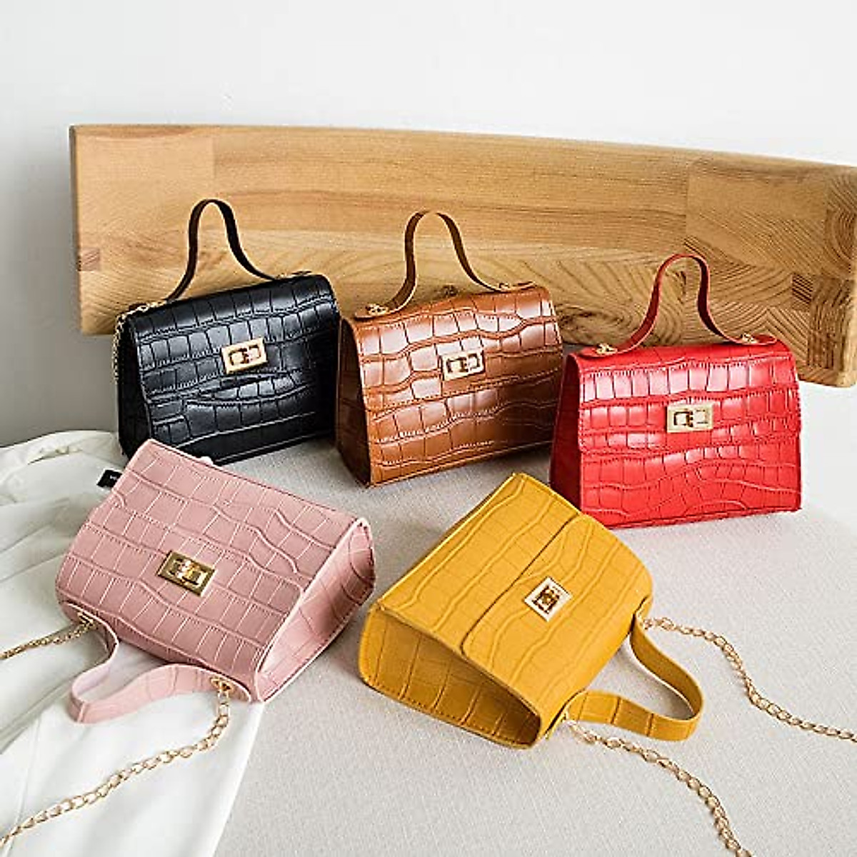 Women Shoulder Bags Single Strap Mini Tote Trend Luxury Casual Chain Handbag(Brown)