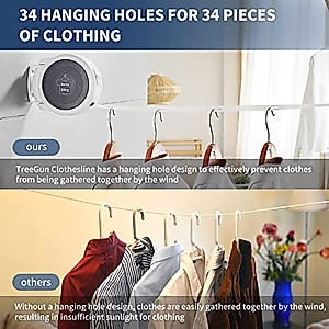 Retractable Clothesline, Wall Mounted Clothing Line, Lock to Prevent Sagging Heavy Duty Clothes Drying Laundry Line, Retracting Hanging Clothes Line Indoor Outdoor White