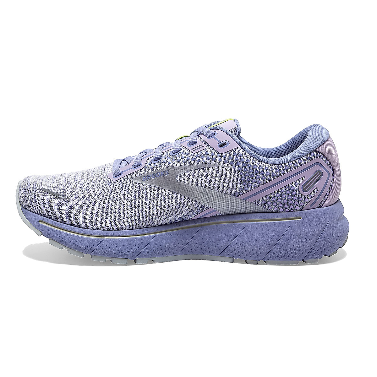 Brooks Women's Ghost 14 Neutral Running Shoe - Lilac/Purple/Lime - 10 Medium