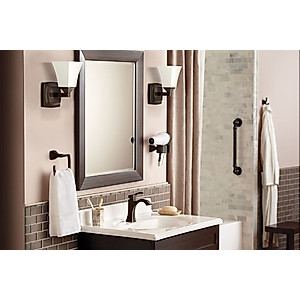 Moen Voss Oil Rubbed Bronze One-Handle High-Arc Bathroom Faucet with Drain Assembly for Single-Hole Sink, 6903ORB