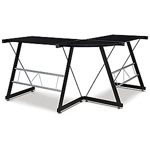 Signature Design by Ashley Mallistron Contemporary Home Office L-Shaped Computer Desk, Black
