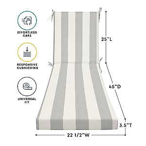 Honeycomb Outdoor Chaise, 22.5" W x 70" L, Stripe Stone Beige Patio Cushion