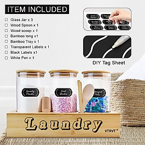 VTRVT Laundry Pods Container, Laundry Detergent Organizer, Laundry Detergent Dispenser for Laundry Detergent, Pods, Powder, Scent Booster, Stain Remover, Dryer Balls