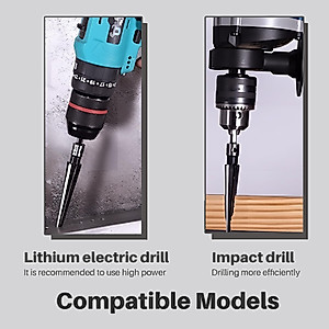 Mrosnail Tapered Reamer Set with T Handle, 3-13mm (1/8''-1/2'') & 5-16mm (3/16"-5/8") 6 Fluted, Carbon Steel Hex Shank for Guitar Woodworking - 2pcs