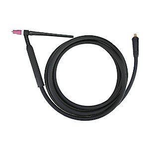 9F Series - 125 Amp - Air Cooled - Flexible Head TIG Torch - 12.5 feet 1-Piece Cable - INLINE Gas Dinse 10-25 Connector - (Welders with Gas Solenoid)