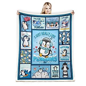 peakman Penguin Gifts Blanket,Penguin Blanket Throw,Penguin Gifts for Women Men Kids,Penguin Lover Gifts,Penguin Gifts for Penguin Lovers,Warm Soft Cozy Plush Penguin Blanket for Bed Couch 50"x 60"