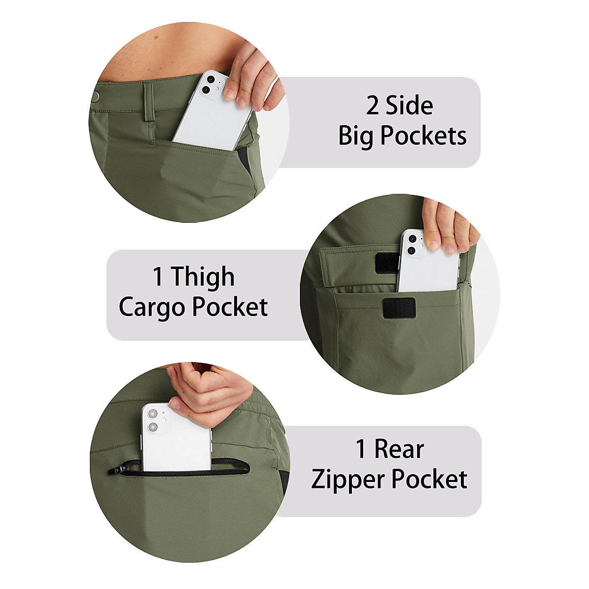 CRYSULLY Men's Hiking Outdoor Shorts Quick Dry Casual Breathable Fishing Camping Cargo Summer Shorts Army Green 32