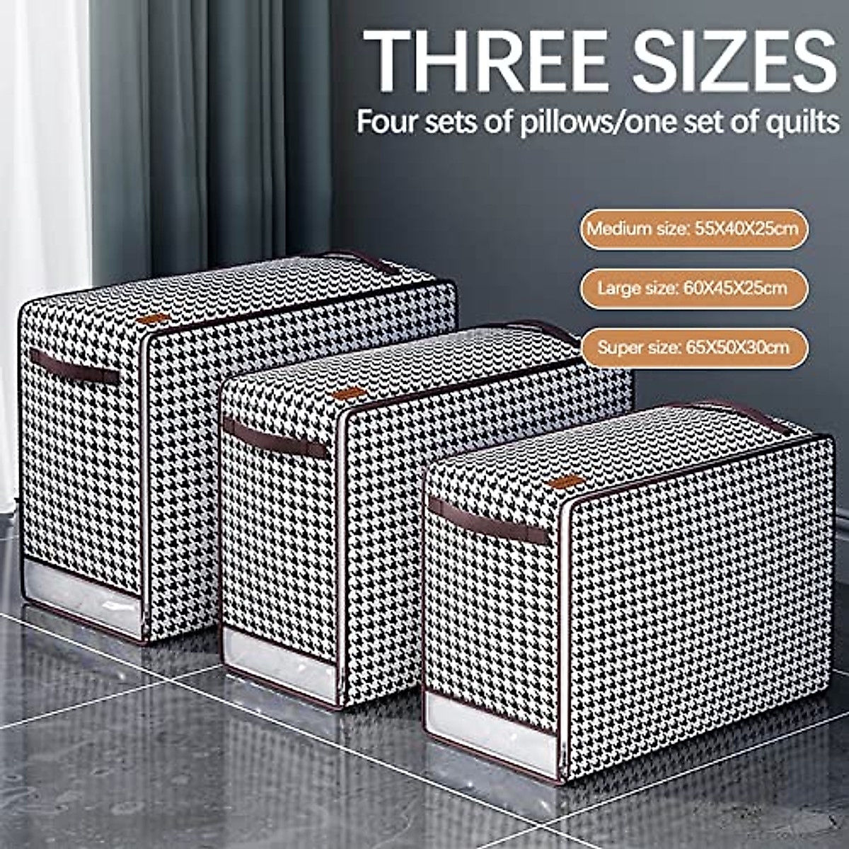 Qiopertar Visual Clothes Storage Bag Wardrobe Sorting Storage Box Portable Storage Bag Winter Quilt Storage Box