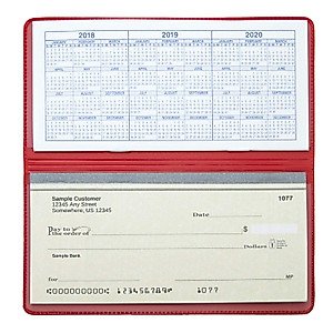 Red Vinyl Checkbook Cover, Top Tear Personal Vinyl Checkbook Cover