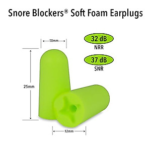 Mack's Snore Blockers Soft Foam Earplugs, 100 Pair Tub – Individually Wrapped – 32 dB High NRR, 37 dB SNR – Comfortable Ear Plugs for Sleeping, Snoring, Loud Noise and Travel