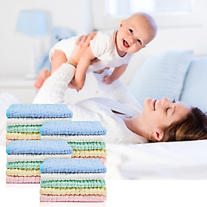 Tudomro 20 Pack Muslin Burp Cloths 20 x 10 Inch Absorbent Baby Burping Cloth 6 Layers Baby Rags Face Towels, 5 Colors