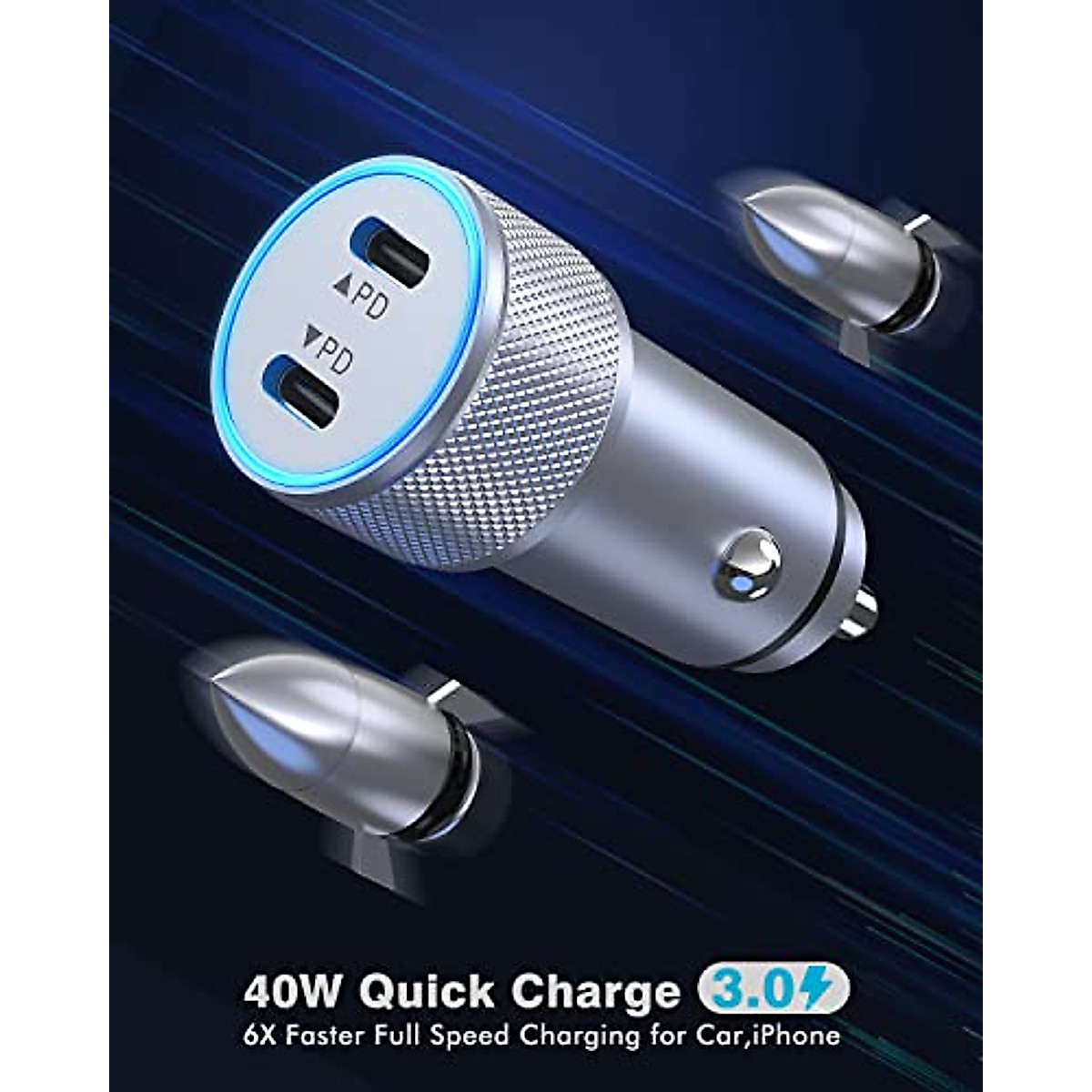 iPhone Car Charger, Dual USB C Fast Car Charger[Apple MFi Certified]40W Type C Apple Car Charger + 2pack 3.3ft Lightning Cable + 20W PD iPhone Charger Fast Charging for iPhone 14/13/12/11 Pro Max/iPad
