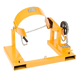 Global Industrial Forklift Tilting 55 Gallon Drum Dumper, Steel, Yellow, 800 Lb. Capacity