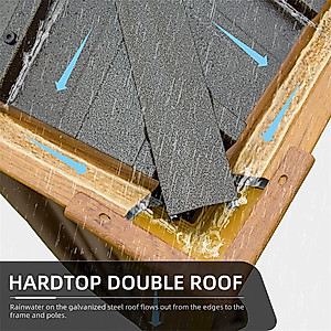 12'x12' Hardtop Gazebo, Wooden Coated Aluminum Frame Canopy with Galvanized Steel Double Roof, Outdoor Permanent Metal Pavilion with Curtains and Netting for Patio, Deck and Lawn(Wood-Looking)