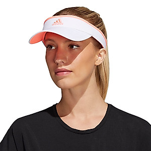 adidas womens Match visors headwear, Jersey Hats White/Acid Red, One Size US