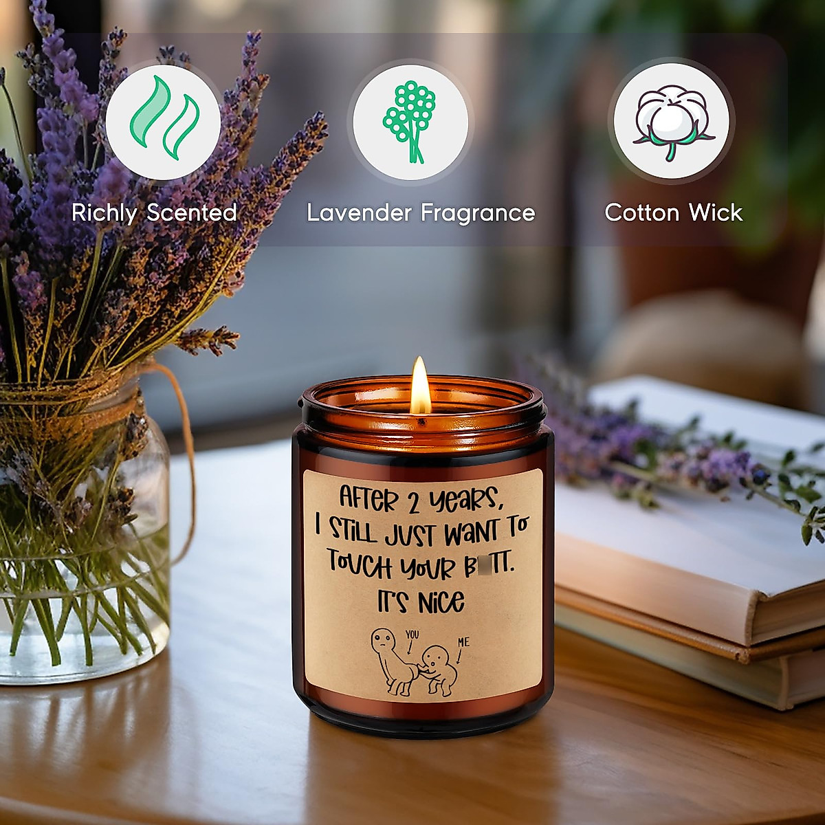 GSPY Scented Candles, 2 Year Anniversary Candle Gifts for Boyfriend, Girlfriend, Women, Men - Cotton Gifts for 2nd Anniversary for Him, Her - 2nd Wedding Anniversary Presents for Wife, Husband