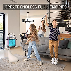 MASINGO 2023 Karaoke Machine for Adults & Kids with 2 Wireless Microphones - Portable Singing PA Speaker System Set w/Two Bluetooth Mics, Disco Ball Party Lights & TV Cable - Ostinato M7