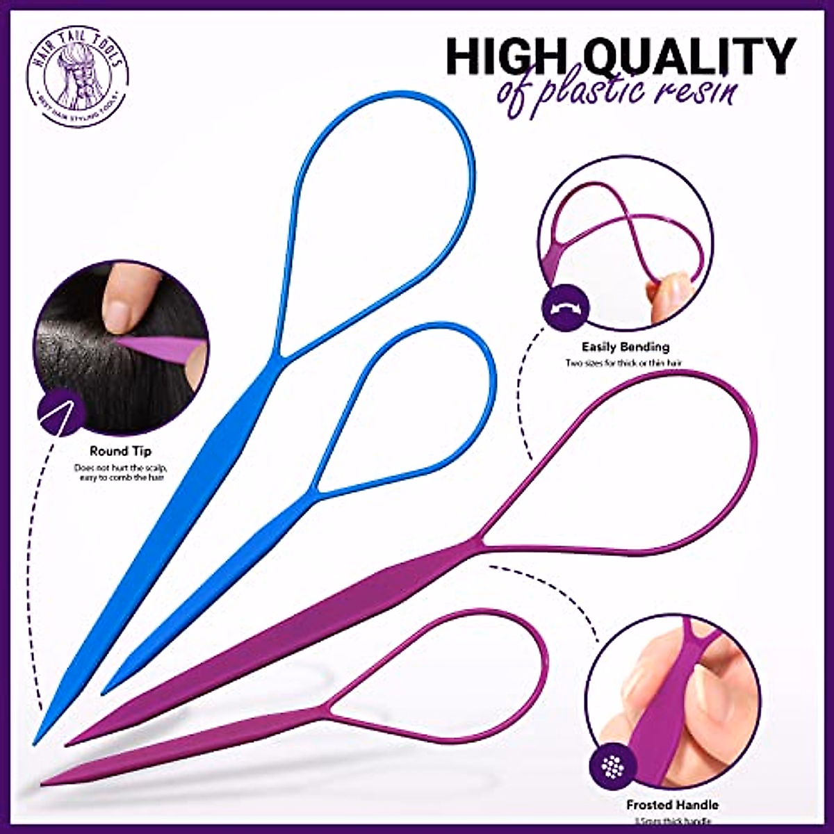 Hair Tail Tool,Teenitor Hair Loop Tool, Hair Pull, Ponytail Pull Through Tool, Hair Threader, Hair Tool Flip for Styling, Updo Hair Braid Tool, Inside Out Ponytail Tool, 8pcs